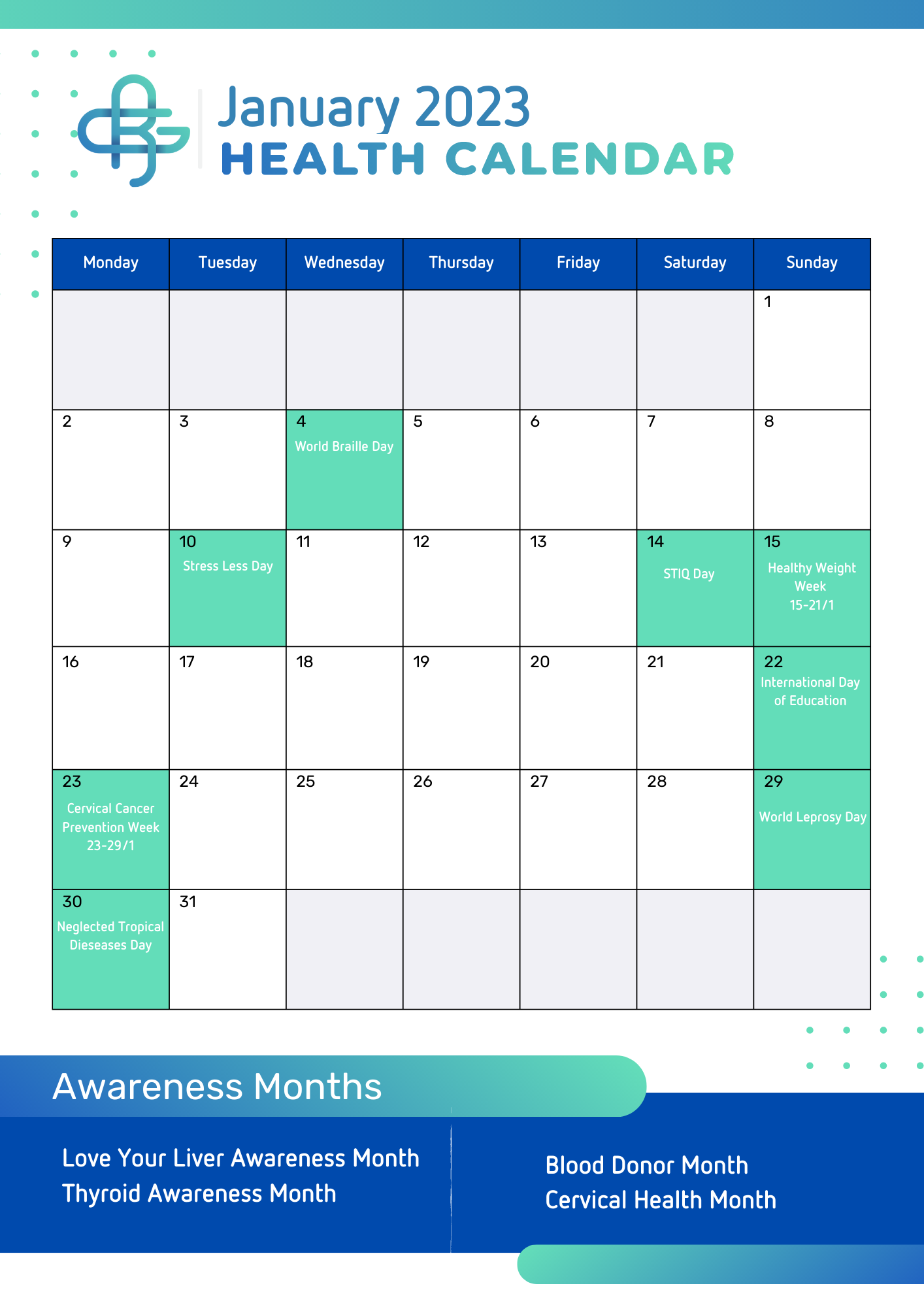 2023 calendar | Rachel Gross Consultancy